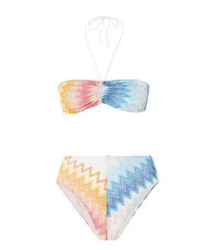 Missoni Gathered Metallic Striped Crochet-knit Bikini - Multi