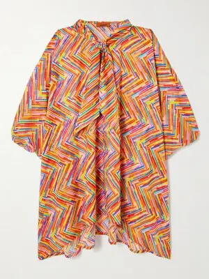Missoni Mare Pussy-bow Printed Cotton And Silk-blend Voile Kaftan - Multi