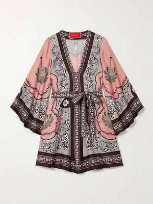 La DoubleJ Magnifico Printed Silk-twill Mini Dress