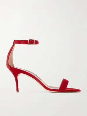 Manolo Blahnik Chaos 70 Suede Sandals - Red