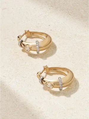 L’ATELIER NAWBAR Buoy Diamond Hoop Earrings - Gold