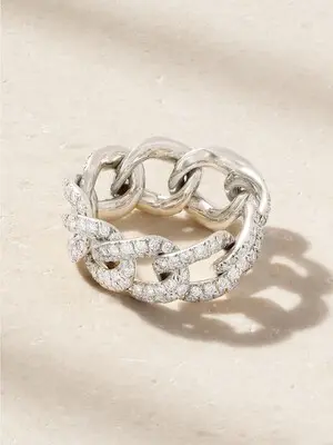 Shay Essential Link 18-karat White Gold Diamond Ring - Silver
