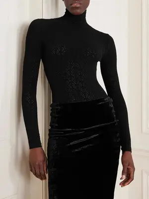 Alaïa Open-knit Turtleneck Bodysuit