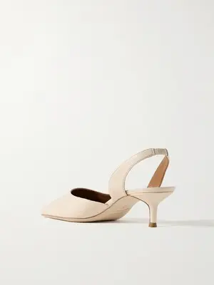 Staud Sebastian Leather Slingback Pumps - Ivory