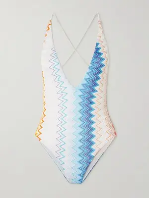 Missoni Striped Metallic Crochet-knit Swimsuit - Multi