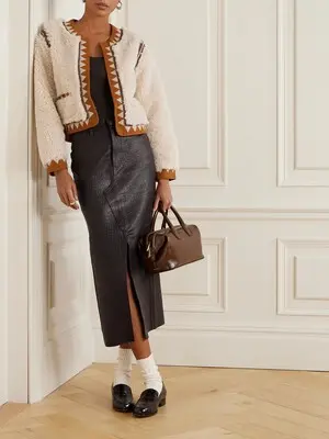 FRAME The Midaxi Croc-effect Leather Midi Skirt