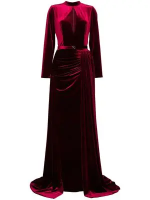 SAIID KOBEISY Velvet Maxi Dress - Red