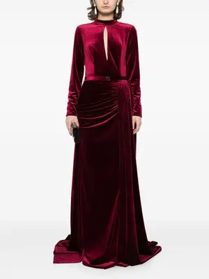 SAIID KOBEISY Velvet Maxi Dress - Red