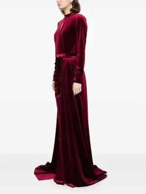 SAIID KOBEISY Velvet Maxi Dress - Red