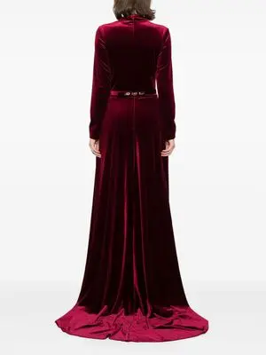 SAIID KOBEISY Velvet Maxi Dress - Red