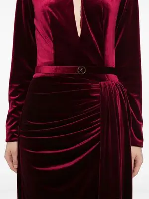 SAIID KOBEISY Velvet Maxi Dress - Red