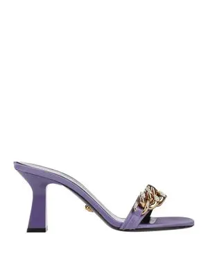 Versace Textile Fibers Slide Sandals With Embellished Chain Detail