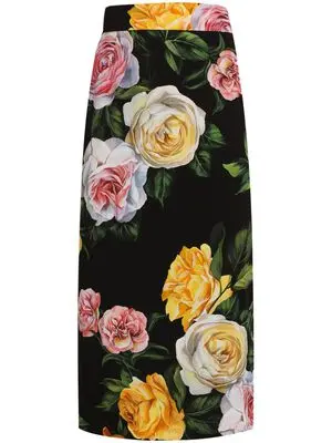 DOLCE & GABBANA Dolce & Gabbana Floral-Print Midi Skirt