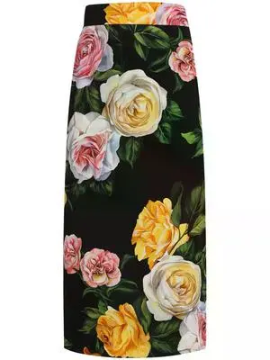 DOLCE & GABBANA Dolce & Gabbana Floral-Print Midi Skirt