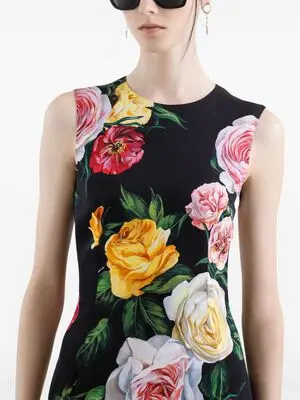 Dolce & Gabbana Floral-print Midi Dress - Black