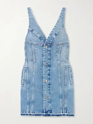 Stella McCartney Frayed Paneled Denim Mini Dress