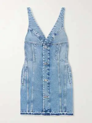 Stella McCartney Frayed Paneled Denim Mini Dress