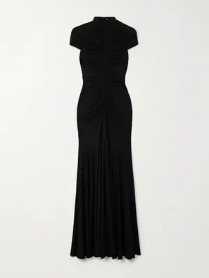 Alaïa Ruched Jersey Maxi Dress