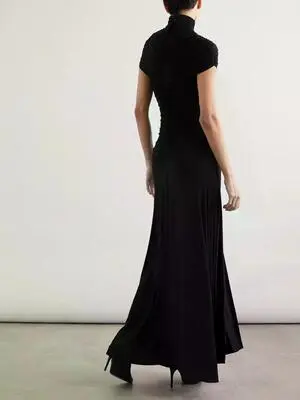 Alaïa Ruched Jersey Maxi Dress - Black