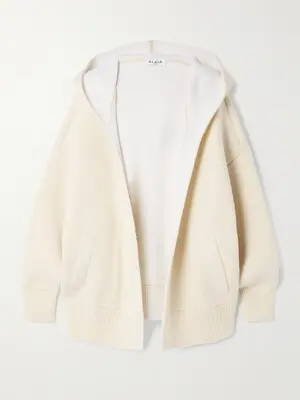 Alaïa Oversized Hooded Wool-blend Cardigan