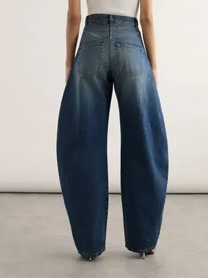 Alaïa High-rise Barrel-leg Jeans - Blue