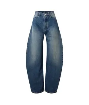 Alaïa High-rise Barrel-leg Jeans - Blue