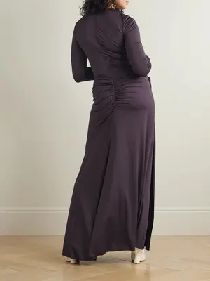 Victoria Beckham Tie-detailed Gathered Cut-out Gown