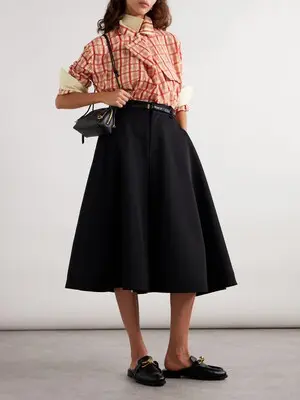 Bottega Veneta Draped Checked Cotton-seersucker Blouse - Red