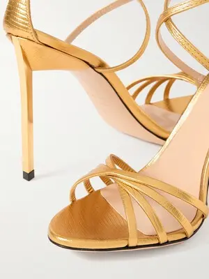 TOM FORD Metallic Lizard-effect Leather Sandals