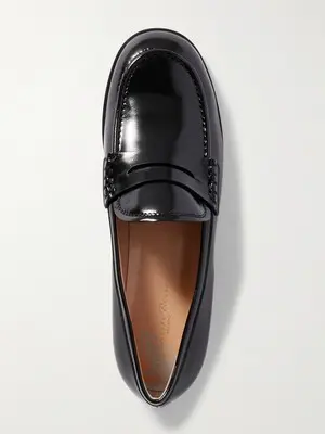 GIANVITO ROSSI Georgie Patent-leather Loafers - Black