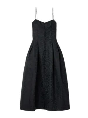 Adam Lippes Rickie Pleated Leopard-jacquard Midi Dress - Blue