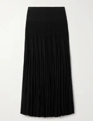 Alaïa Pleated Midi Skirt - Black