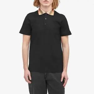 Burberry Cody Check Collar Polo - Black