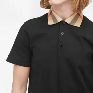 Burberry Cody Check Collar Polo - Black