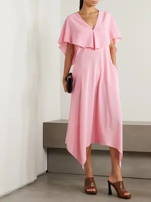 Stella McCartney Asymmetric Draped Silk-crepe Midi Dress
