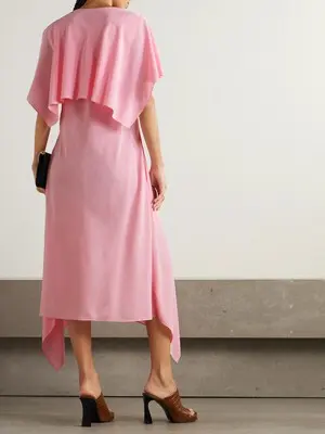Stella McCartney Asymmetric Draped Silk-crepe Midi Dress