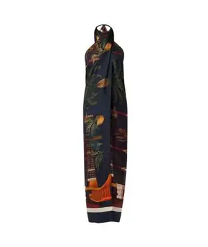 Johanna Ortiz Enigma De Seda Open-back Draped Printed Silk-satin Halterneck Tunic
