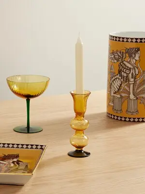 La DoubleJ Baby Bubble Murano Glass Candle Stick - Yellow