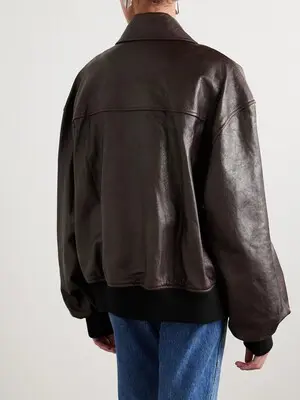 Khaite Shelman Leather Bomber Jacket