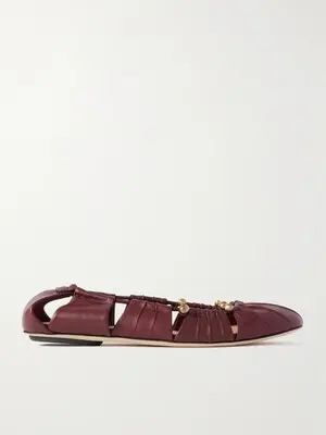 Chloé Luna Leather Ballet Flats - Burgundy