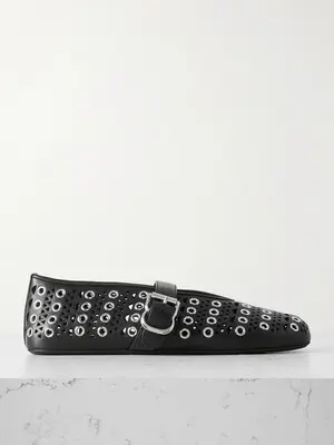 Alaïa Vienne Perforated Leather Ballet Flats - Black