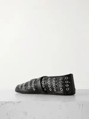 Alaïa Vienne Perforated Leather Ballet Flats - Black
