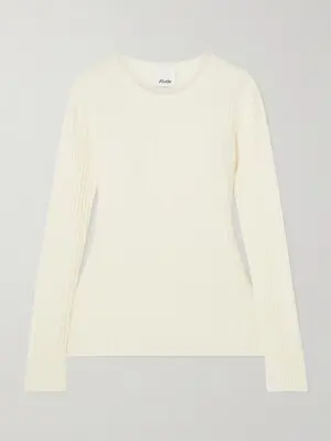 ALLUDE Ribbed Cashmere Crewneck Sweater