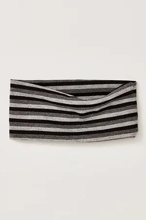 Free People Ribbed Striped Headband - Dark Grey