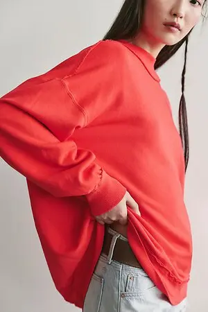 Free People Palm Springs Pullover Fiery Red