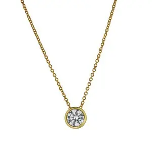 LUVMYJEWELRY Carlyle Round Lab Grown Diamond Pendant - 14k Yellow Gold
