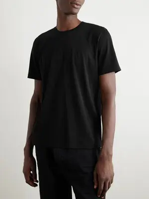 Saint Laurent Logo-embroidered Cotton-jersey T-shirt - Black