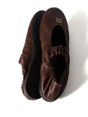Miu Miu Leather Ballet Flats - Brown