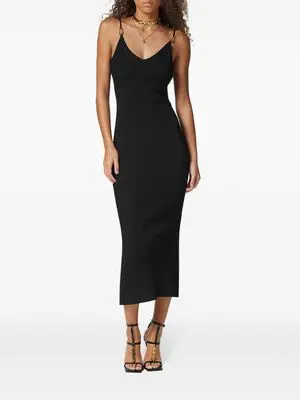 Versace Safety Pin Embellished Midi Dress - Black