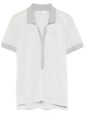 Patrizia Pepe Lurex Polo Shirt - Silver